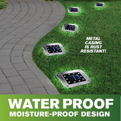 Bell & Howell Solar Powered Stainless Steel LED Square Disk Lights (4 ...