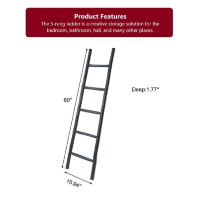 LuxenHome Rustic Black Wood 5 ft. Blanket Ladder at Tractor Supply Co.