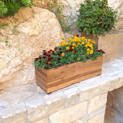 Sunnydaze Decor Indoor/Outdoor Rectangle Acacia Wood Planter Box with ...