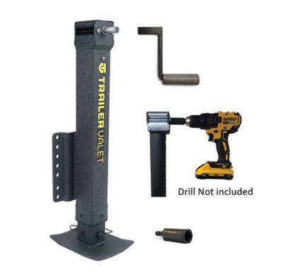 Trailer Valet 7,000 lb. Lift Square Leg Side-Mount Jack, Drill-Powered ...