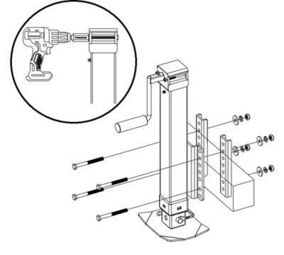 Trailer Valet 7,000 lb. Lift Square Leg Side-Mount Jack, Drill-Powered ...