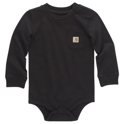 Carhartt Baby Unisex Long-Sleeve Pocket Bodysuit, 12M,Caviar Black at ...