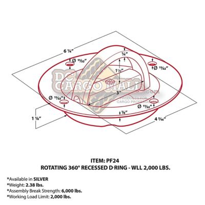 DC Cargo Recessed Pan D-Ring, Round-Rotating 360, 1666 lb. WLL at ...