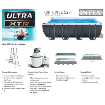 Intex 18 ft. x 9 ft. x 52 in. Ultra XTR Rectangular Above Ground ...