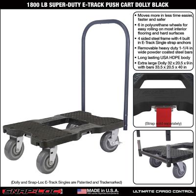 Snap-Loc 1,800 lb. Capacity Super-Duty E-Track Push Cart Dolly, Black ...