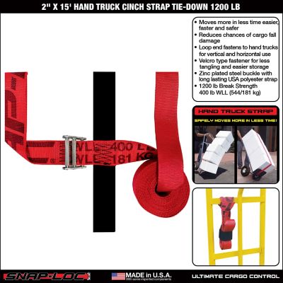 Snap-Loc 2 in. x 15 ft. Hand Truck Cinch Strap Tie-Down, 1,200 lb. at ...