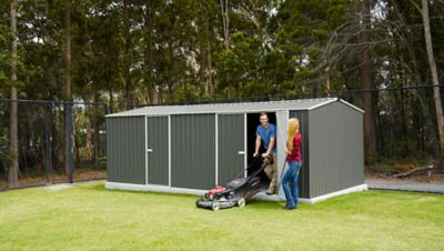 ABSCO 20 ft. x 10 ft. Utility Workshop Metal Shed, Woodland Gray at ...