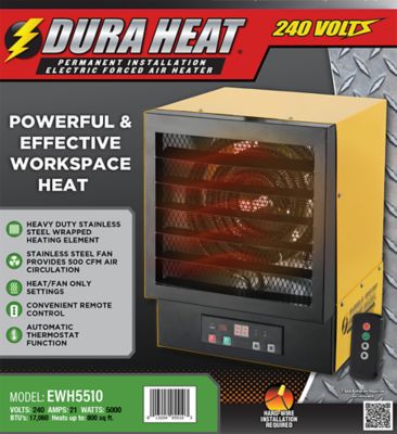 DuraHeat Hard Wired Electric Heater, 750 sq. ft., 17,000 BTU, 5,000W ...