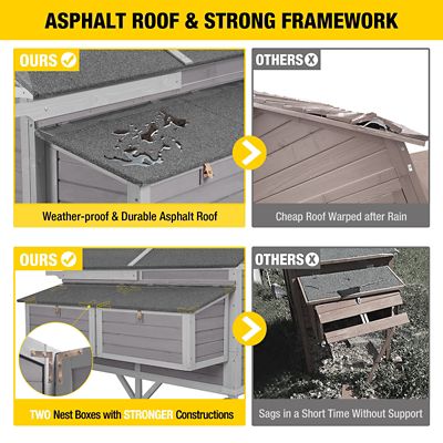 Aivituvin Extra-Large Wooden Chicken Tractor, 8 to 10 Chicken Capacity ...