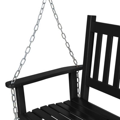 Veikous Outdoor Wooden Patio Porch Swing with Chains and Curved Bench 5 ...