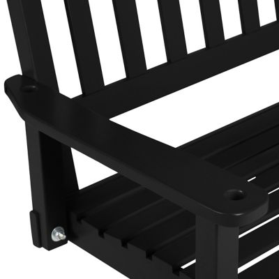 Veikous Outdoor Wooden Patio Porch Swing with Chains and Curved Bench 5 ...