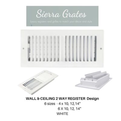 Sierra Grates 2 Way Sidewall and Ceiling Register, 4 in. x 12 in ...
