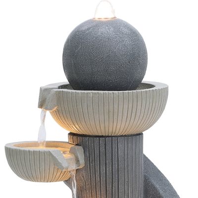 LuxenHome Resin Spiral Sculpture with Bubbler 5-Tier Outdoor Fountain ...