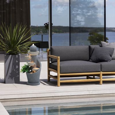 LuxenHome Resin Spiral Sculpture with Bubbler 5-Tier Outdoor Fountain ...