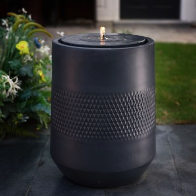 LuxenHome Resin Round Bubbler Outdoor Fountain with Lights, Solar ...