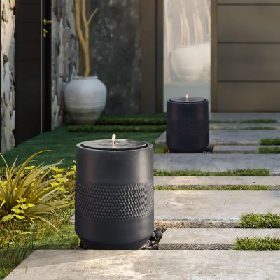 LuxenHome Resin Round Bubbler Outdoor Fountain with Lights, Solar ...