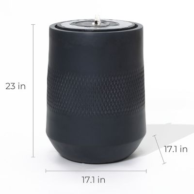 LuxenHome Resin Round Bubbler Outdoor Fountain with Lights, Solar ...