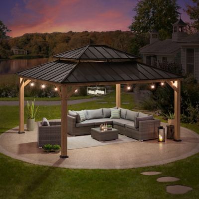 Sunjoy Cedar Framed Gazebo with Steel Hardtop Roof at Tractor Supply Co.