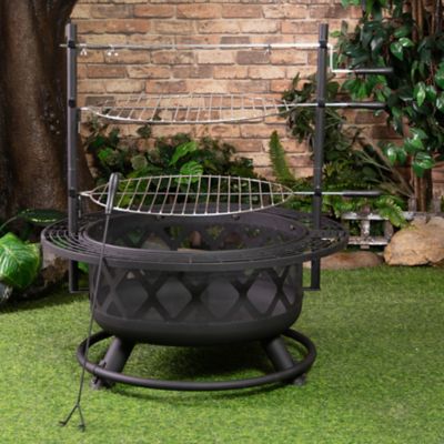 Deko Living 33 in. Outdoor Steel Wood-Burning Fire Pit Grill and ...