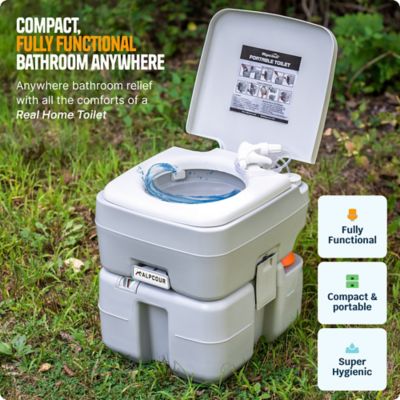 Alpcour Compact Portable Toilet Indoor & Outdoor Commode with Piston ...