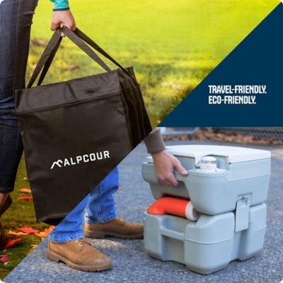 Alpcour Compact Portable Toilet Indoor & Outdoor Commode with Piston ...