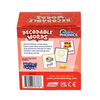 Junior Learning Rainbow Phonics Decodable Words, 160 Word Cards at ...