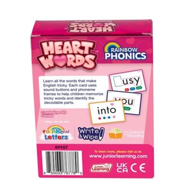 Junior Learning Rainbow Phonics Heart Words, 93 Word Cards at Tractor ...