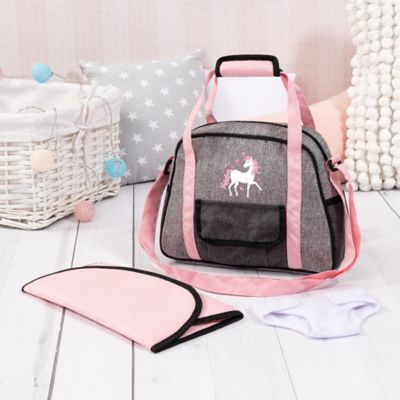 Bayer Design Nursery Set Doll Bag Set Grey, Pink, Unicorn, Kids Ages 18 ...