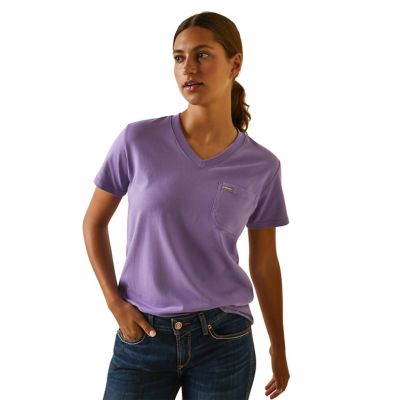 Ariat Women's Rebar Cotton Strong V-Neck Short Sleeve Work T-Shirt ...