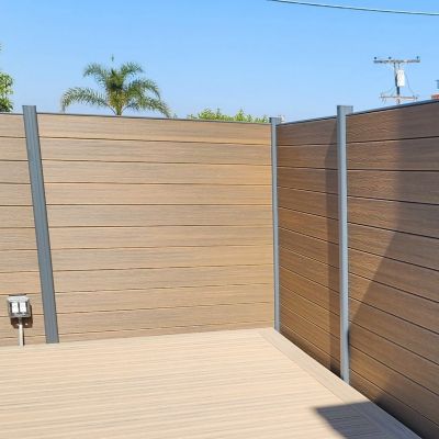 LH EP Complete Kit 6 ft. x 6 ft. Wood Grain Brown WPC Composite Fence ...