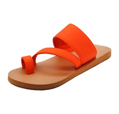 Flojos Amara Asymmetrical Faux Canvas Toe Thong, 10,Orange/Tan at ...