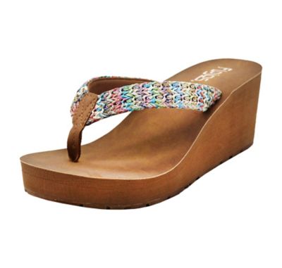 Flojos Lyra Raffia Thong High Wedge, 8,Rainbow Raffia at Tractor Supply Co