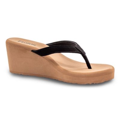 Flojos Olivia Womens 2.5 in. Wedge Thong with Cupped Heel, 6,Black ...