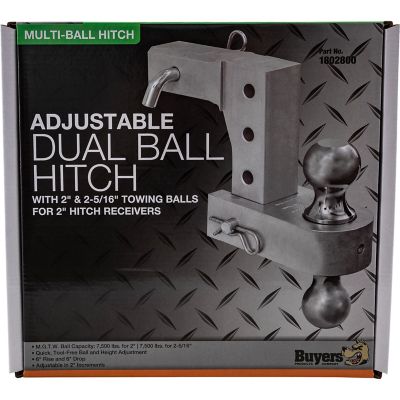 Buyers Products Adjustable Dual Ball Hitch with Chrome Towing Balls for ...