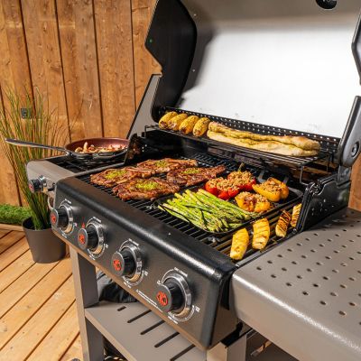 Coleman Cookout 4 Burner Propane Gas BBQ Grill & Side Burner, 637 sq ...