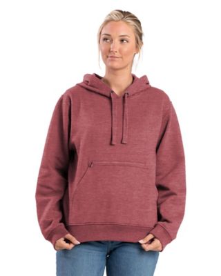 Berne Women's Zippered Pocket Hooded Pullover Sweatshirt, L,Sangria at ...