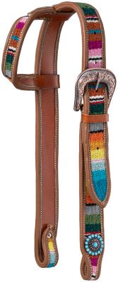 Tough1 Belt Style Single Ear Leather Headstall With Woven Serape Inlay ...