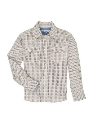 Wrangler Boy's 20X Western Snap Print Shirt, XS,Brown Waves at Tractor ...