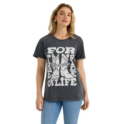 Wrangler Women's Western Graphic Boyfriend Tee, XL,Phantom at Tractor ...