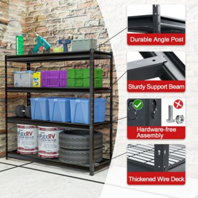 Shuntong The Atlas 4-Tier Industrial Strength Steel Shelving Unit Load ...