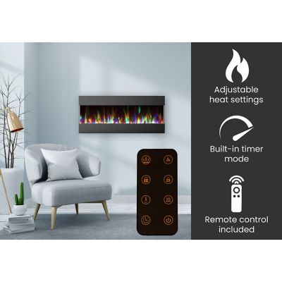 Hanover Fireside 50 in. Recessed/Wall-Mounted Electric Fireplace with ...