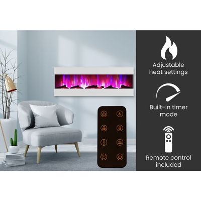 Hanover Fireside 60 in. Recessed/Wall-Mounted Electric Fireplace with ...