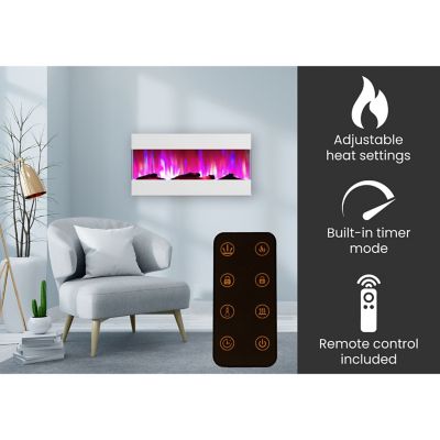 Hanover Fireside 42 in. Recessed/Wall-Mounted Electric Fireplace with ...
