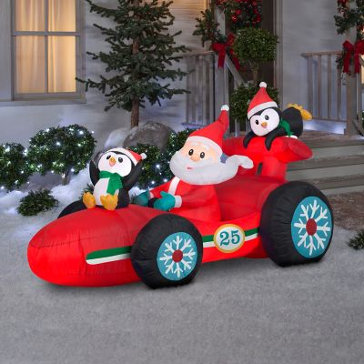 Gemmy Christmas Inflatable Santa in Racecar with Penguins at Tractor ...