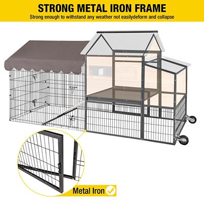 Aivituvin Wooden Chicken Tractor with Metal Frame, 6 to 10 Chicken ...