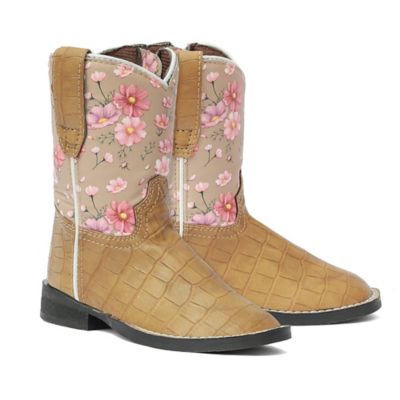 TuffRider Children's Dunes Square Toe Western Boot, 4 M,Tan Floral at ...