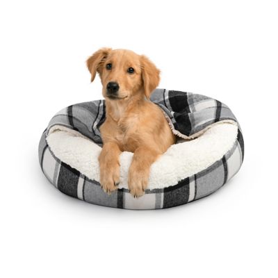 Sherry Kline Soft Sherpa Round Pet Bed with Hoodie, 36,Black at Tractor ...