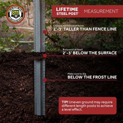 Lifetime Steel Post 7 ft. x 4 in. Powder Coated Steel Metal Fence Post ...