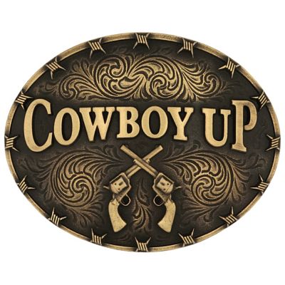 Montana Silversmiths Men's Cowboy Up Strength in Heritage Attitude Belt ...