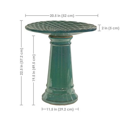 Sunnydaze Decor Rennes Turquoise Ceramic Bird Bath 22.5 in. H at ...